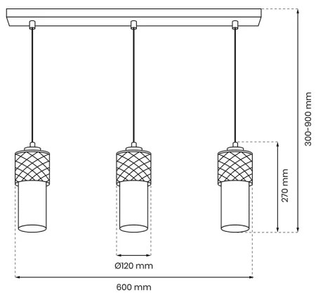 Lustr na lanku GLAM 3xE27/60W/230V
