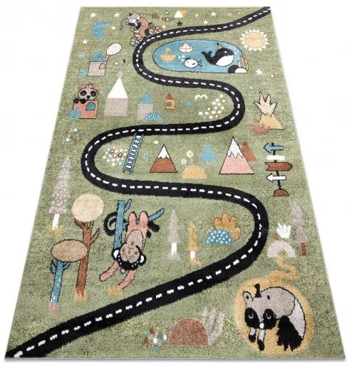 Dywany Łuszczów Dětský kusový koberec Fun Route Street animals green Rozměry koberců: 160x220