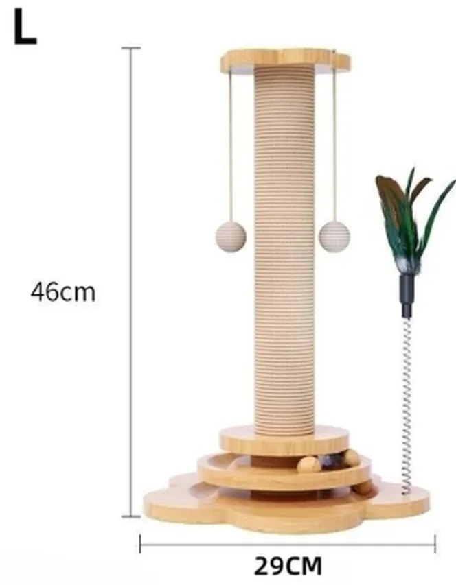 Interaktivní škrabadlo pro kočky z masivního dřeva - 2 velikosti Velikost: L (46x29 cm)