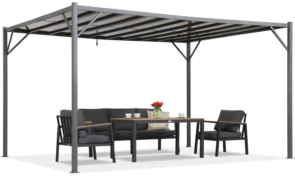 Antracitová pergola Paros 3x4m s moskytiérou Garden Point