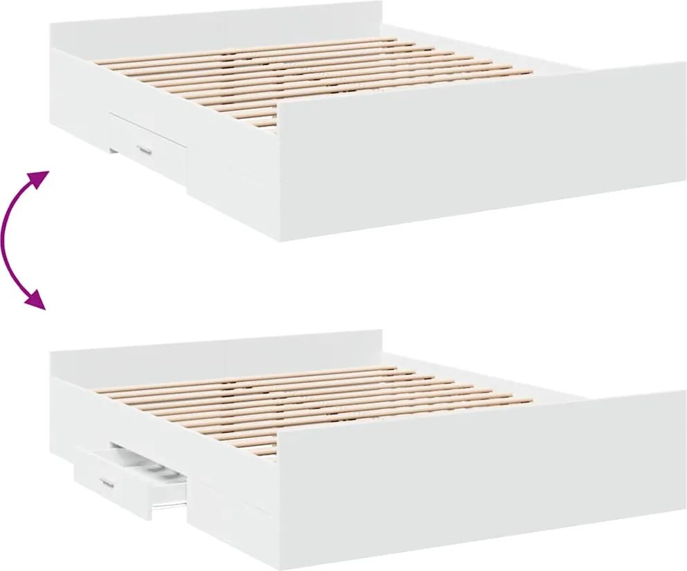 Rám postele se zásuvkami bílý 150 x 200 cm kompozitní dřevo 3280286