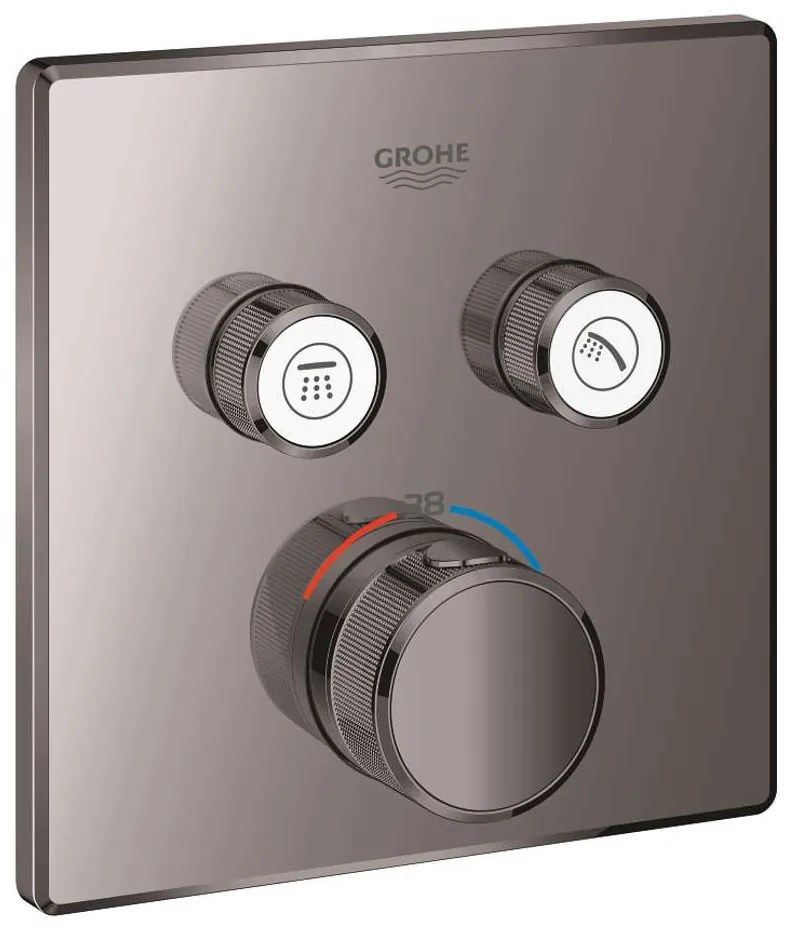 Grohe Grohtherm SmartControl - Termostatická baterie pod omítku se 2 ventily, Hard Graphite 29124A00