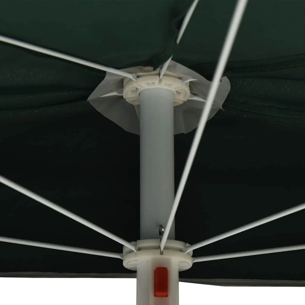Zahradní půlkruhový slunečník s tyčí 180 x 90 cm zelený 315560