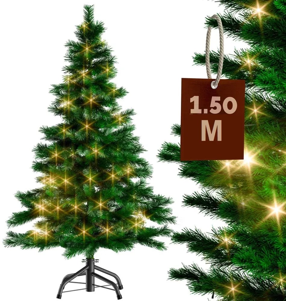 Umělý vánoční stromeček RUDOLPH se světýlky, 150 cm, zelená Casaria