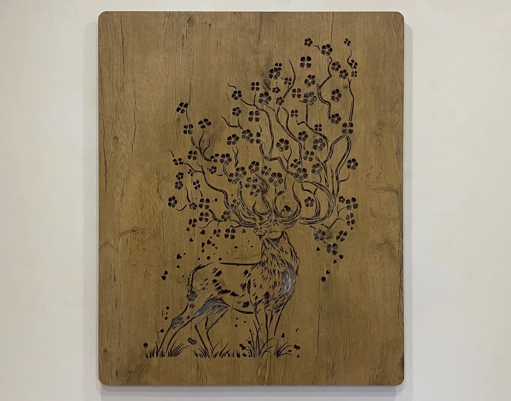 Li-Go "Jelen" světelný obraz 230V 70x100cm provedení povrchu: dub světlý