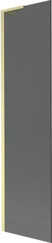 Mexen Next L, 1-křídlová vanová zástěna 50 x 150 cm, 6mm šedé sklo, zlatý matný profil, 895-050-000-03-40-55