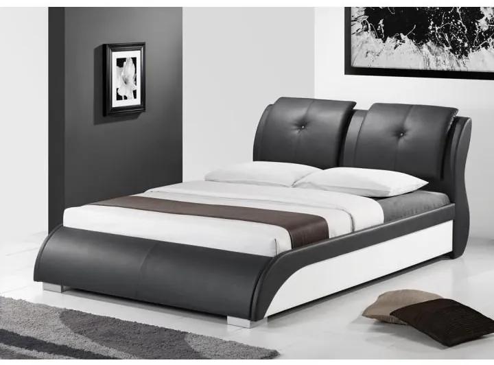 Manželská postel, ekokůže černá / bílá, 160x200, TORENZO 0000033959 Tempo Kondela