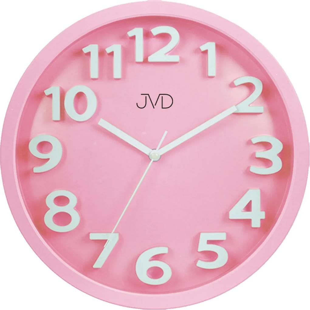 Růžové čitelné netikající tiché dětské hodiny JVD HA48.3