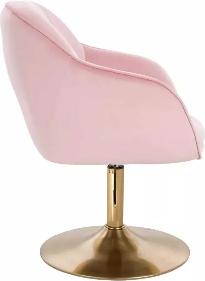 LuxuryForm DESIGN Otočná židle AVOLA VELUR na zlatém talíři - světle růžová