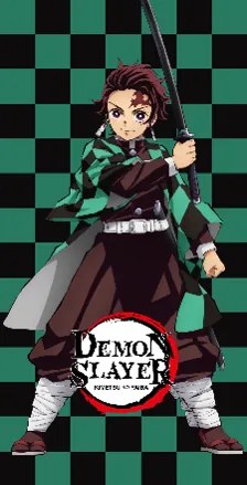 Plážová osuška 70x140 Demon Slayer zelená kostkovaná Halantex