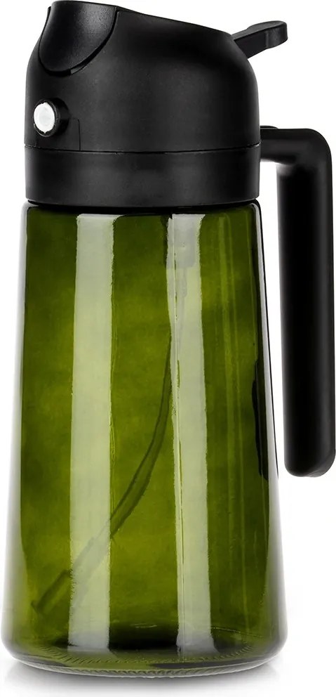 VILDE Skleněný rozprašovač a dávkovač na olej 2v1 450ml - zelené sklo