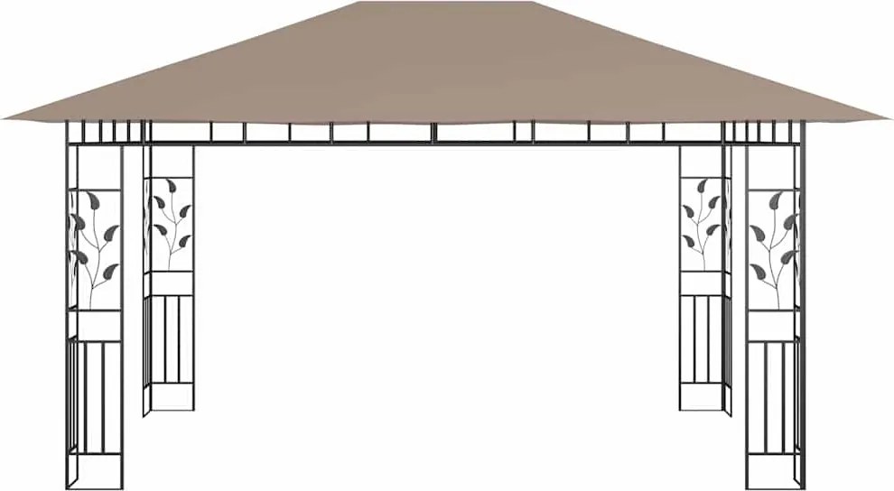 Altán s moskytiérou a světelnými LED řetězy 4x3x2,73 m taupe 3070319