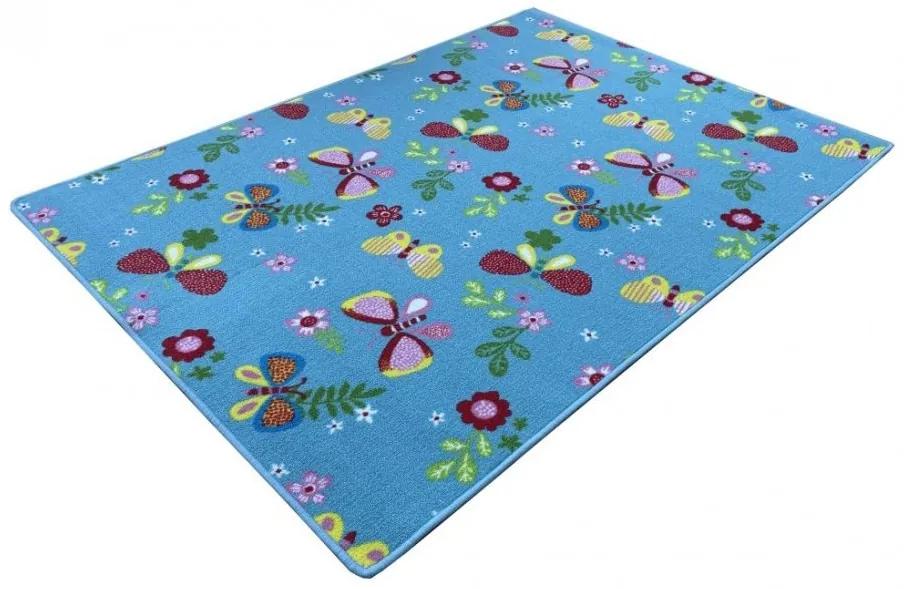 Vopi Dětský koberec Motýlek 5271 modrý 133 x 133 cm
