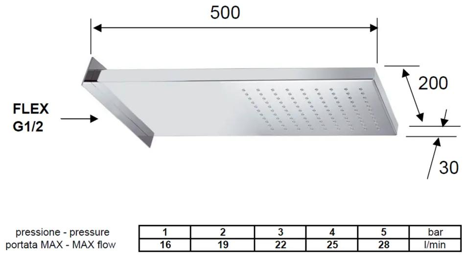 Sapho Nástěnná hlavová sprcha, 500x200mm, nerez lesk DP562