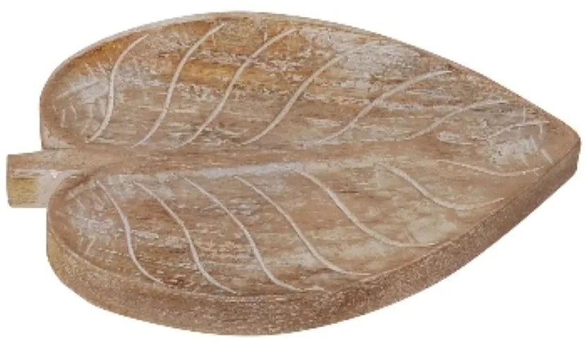 Dřevěný tácek "Dost" ve tvaru listu  - 26 x 16 cm