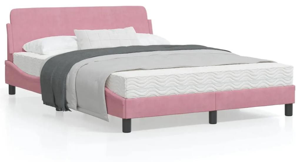 Rám postele s čelem růžový 140x190 cm samet - Default Title