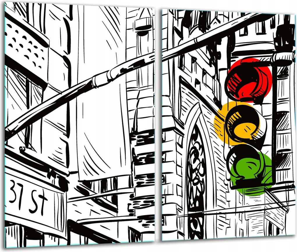 Skleněná Krájecí Deska 2x 30x52 Město Tvrzené Sklo Kuchyně 7v1