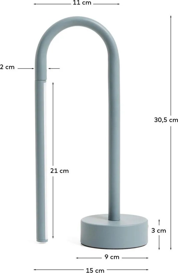 Světle modrá kovová LED stolní lampa (výška 30 cm) Bow – Kave Home