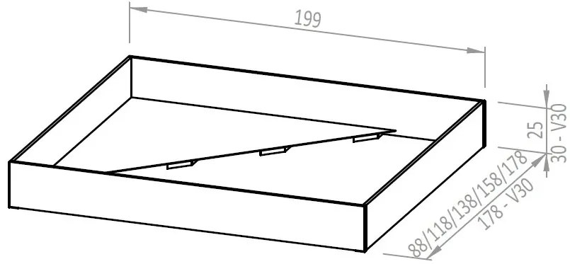 HP-Nábytek Úložný prostor pevný pod lůžko PEVNÝ 129 - buk ROZMĚR: 120 x 200 cm - ATYP