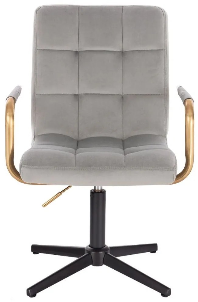 LuxuryForm DESIGN Otočná židle VERONA GOLD VELUR na černém kříži - světle šedá