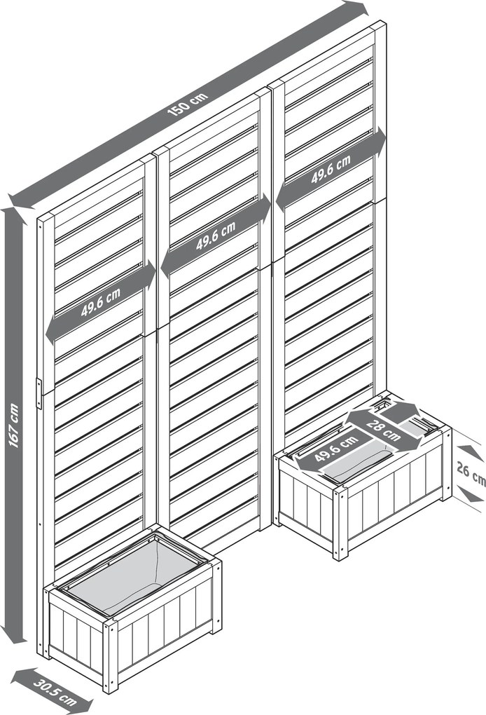 Tchibo - Flexibilní paraván s truhlíky - barva: hnědá