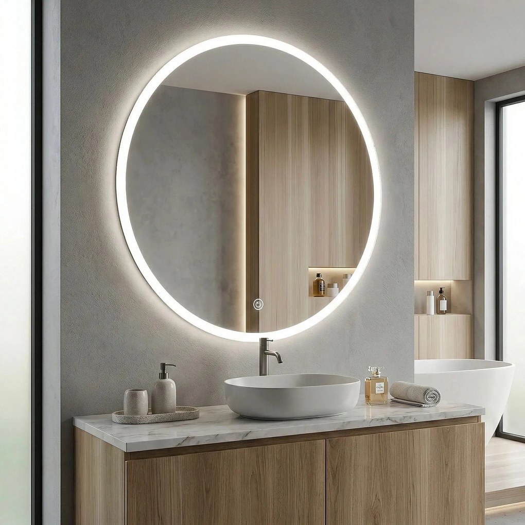 Tutumi Zrcadlo ⌀100 cm s regulovatelným LED osvětlením HOM-70005