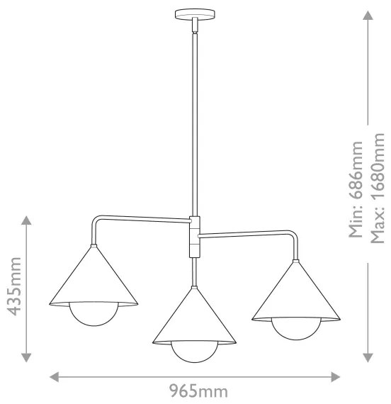 Alora Mood ALM-REMYCK3-GD - Lustr na tyči REMYCK 3xE27/60W/230V zlatá