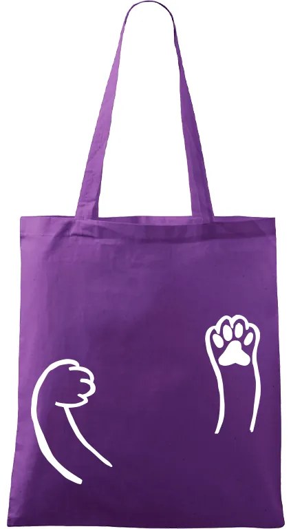 Plátěná taška Handy - Kočičí packy Barva tašky: FIALOVÁ, Barva motivu: BÍLÁ