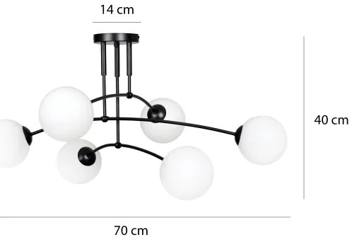 Lustr na tyči PREGOS 6xE14/10W/230V černá/bílá