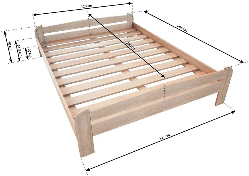 Eureka Postele HERA z přírodního dřeva včetně roštu borovice světlá 140 x 200