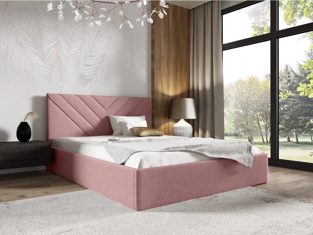 Eka Čalouněná postel LIZA 90x200 cm Barva látky Trinity: Hnědá (Trinity 2307), Úložný prostor: Bez úložného prostoru