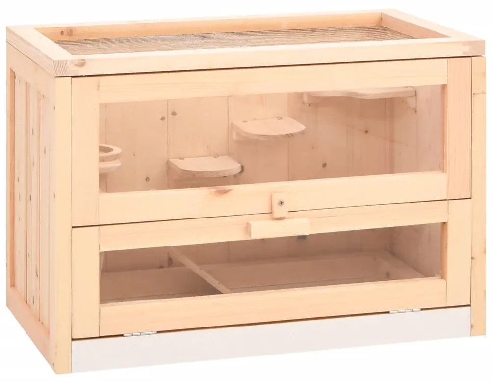 Klec pro křečky 60 x 35,5 x 42 cm masivní jedlové dřevo 172378