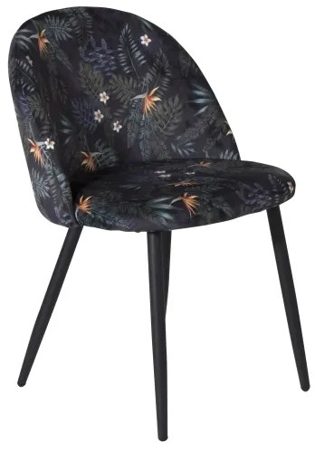 Velvet jídelní židle černá / květinová