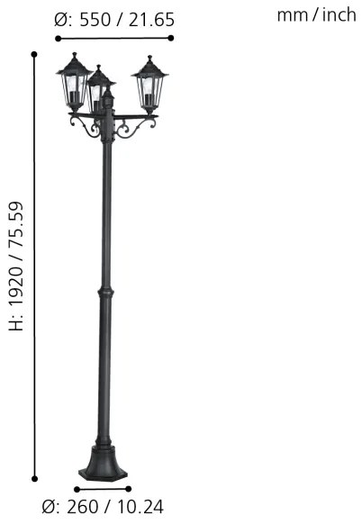 EGLO 22145 - Venkovní lampa LATERNA 4 3xE27/60W/230V IP44