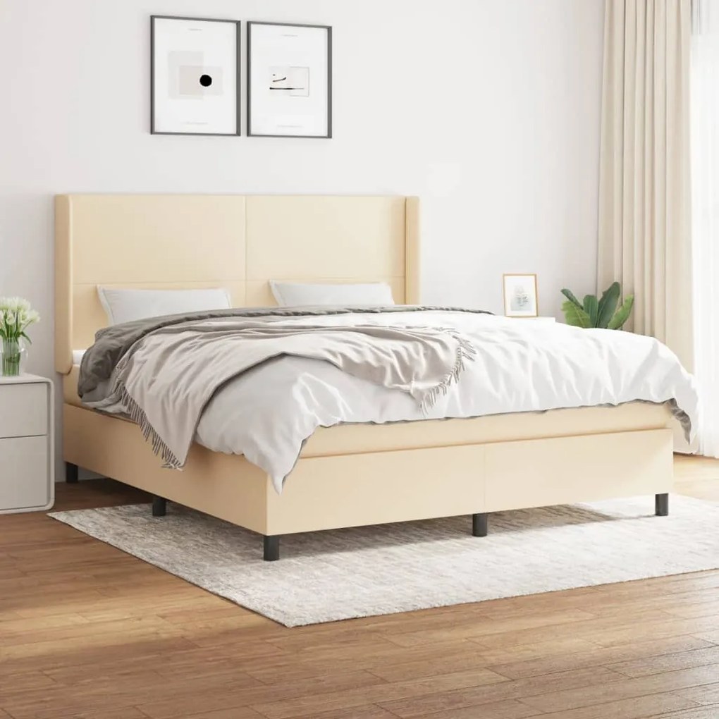 Box spring postel s matrací krémová 180x200 cm textil 3131294