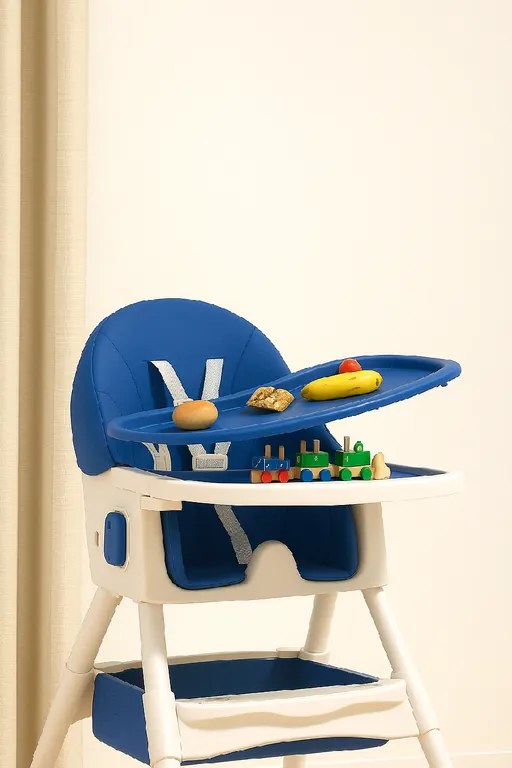 Židle na krmení KDK03 4v1 modrá + košík a kolečka ZDARMA