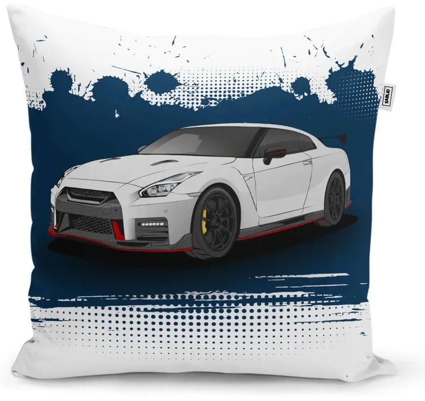 Sablio Polštář Nissan GTR 35 Modrý - 60x60 cm