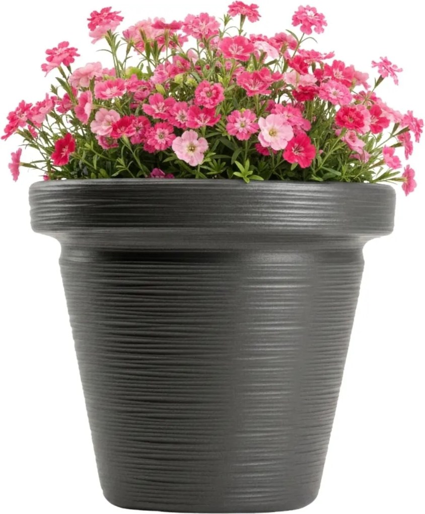 PLASTOVÝ KVĚTINÁČ SRTIA RIFLO 39X34 CM ANTRACITOVÁ