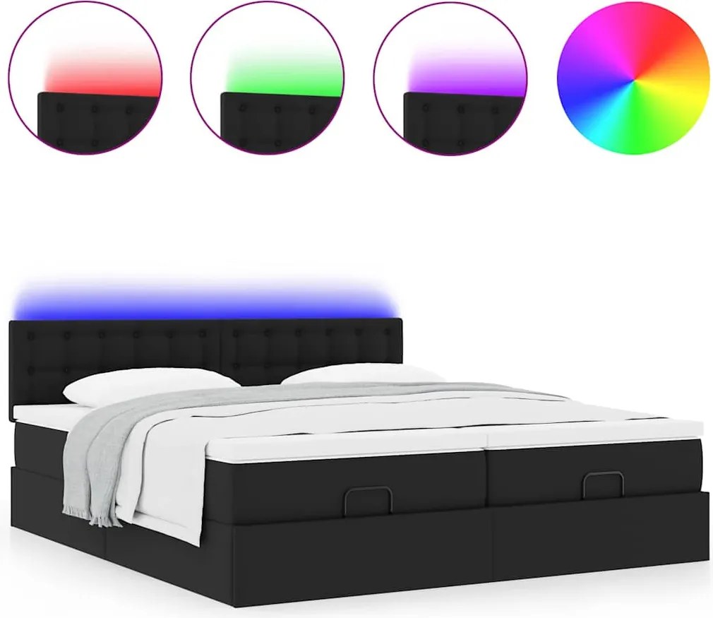 Osmanský rám postele s matrací černá 200x200cm umělá kůže 3312810
