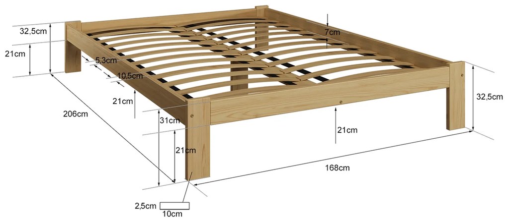 Postel z masivu VitBed 160x200 Anzu borovice s roštem