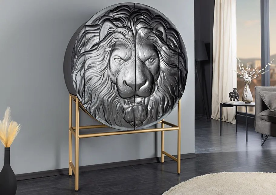 Luxusní skříňka z mangového masivu Lion černá 100cm