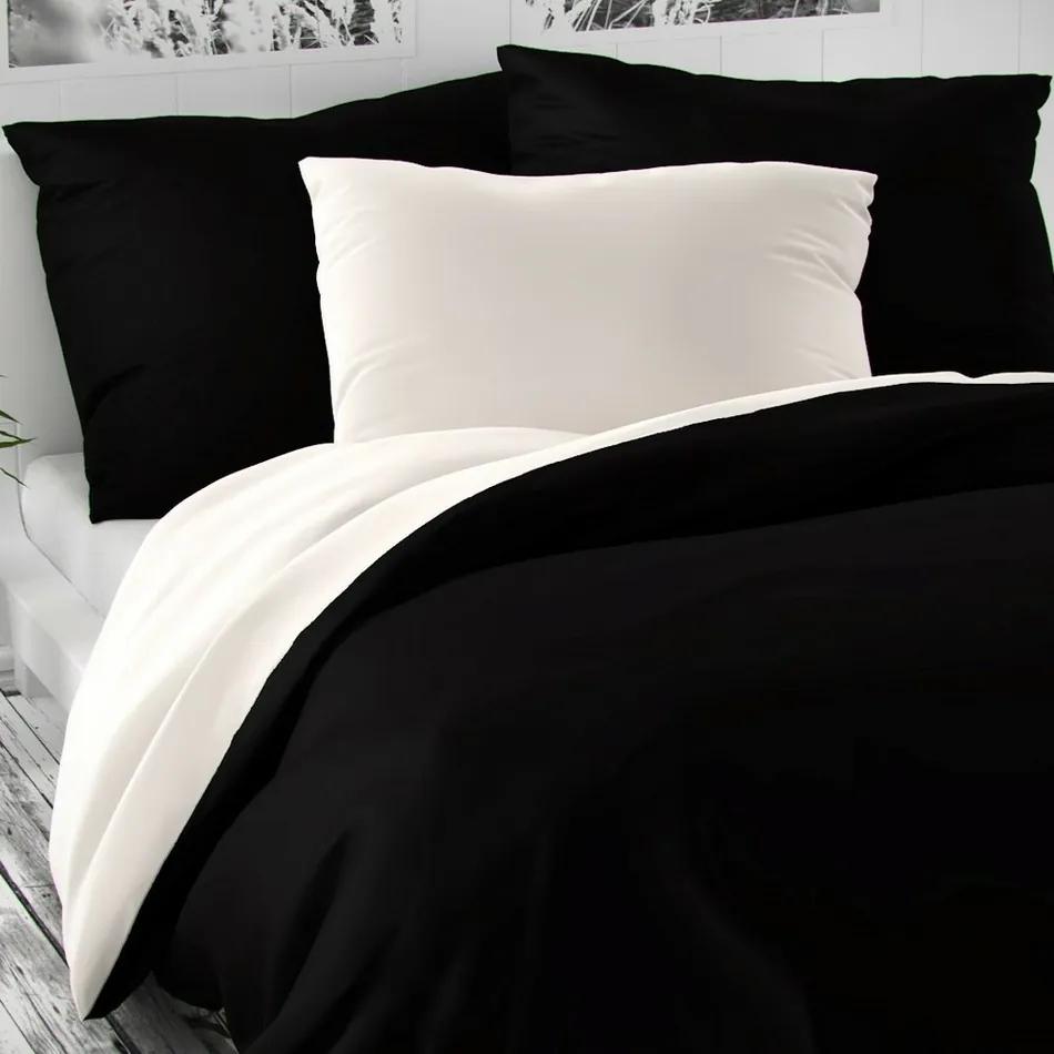 Kvalitex Saténové povlečení Luxury Collection černá / bílá, 220 x 200 cm, 2 ks 70 x 90 cm