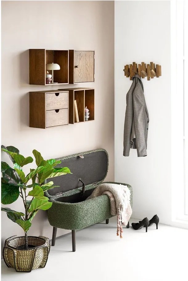 Tmavě hnědý nástěnný věšák z dubového dřeva 40 cm Caltra – House Nordic