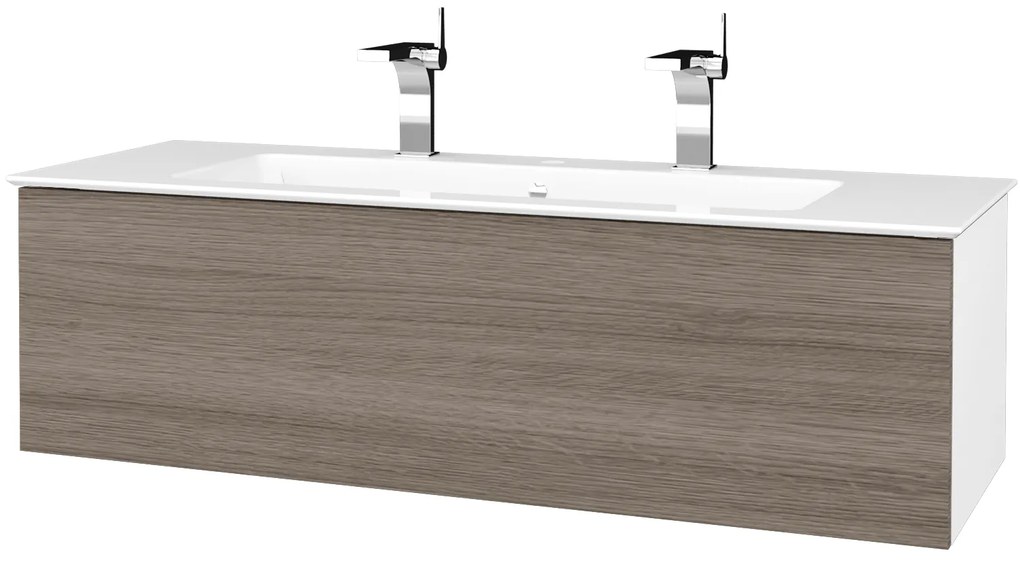 Dřevojas Koupelnová skříň VARIANTE SZZ 120 (umyvadlo Pura) Varianta: N01 Bílá lesk / D01 Beton