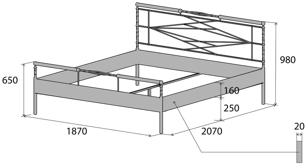 Nábytek ATIKA s.r.o. Kovová postel KELLY Povrchová úprava: černá, Rozměr: 180 x 200 cm