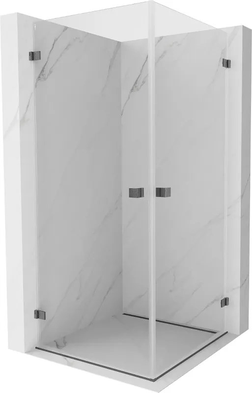 Mexen Lunar-B Duo sklápěcí sprchový kout 85 x 85 cm, čiré sklo, broušený grafit, 832-085L-085P-66-00