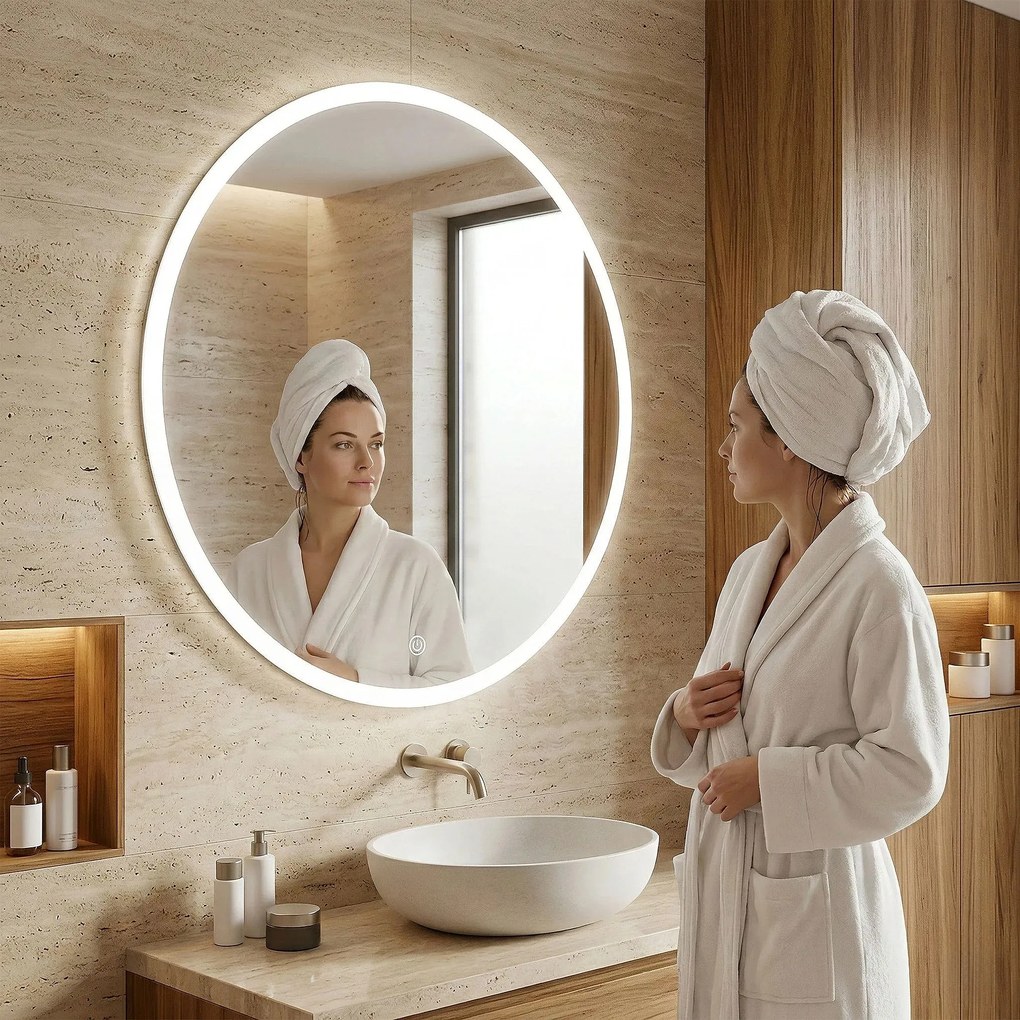 Tutumi Zrcadlo ⌀100 cm s regulovatelným LED osvětlením HOM-70005