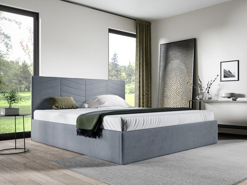 Eka Čalouněná postel ANNA 90x200 cm Barva látky Trinity: (2315) Tmavá šedá, Úložný prostor: Bez úložného prostoru