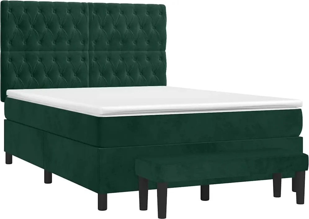 Box spring postel s matrací tmavě zelená 140x190 cm samet 3138022