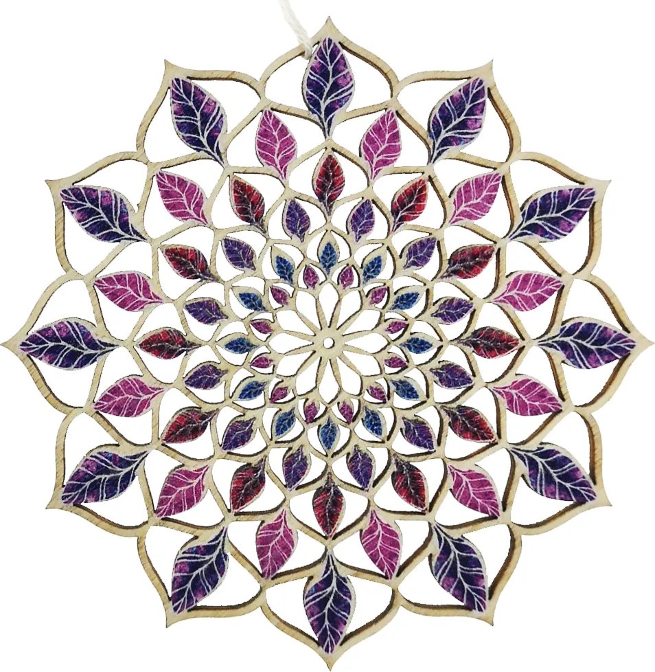 AMADEA Dřevěná dekorace mandala barevná 9 cm